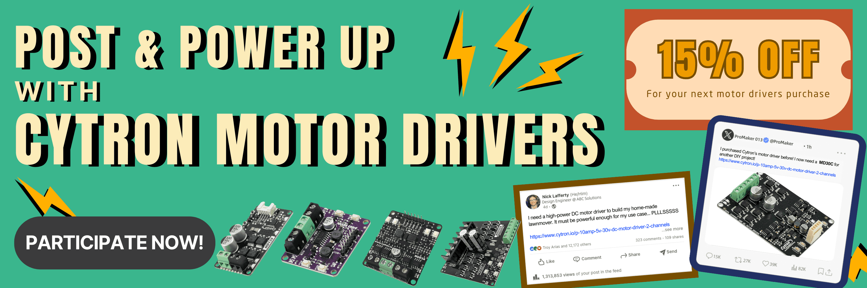 Post and Power Up with Cytron's Motor Drivers – Earn a 15% Discount!