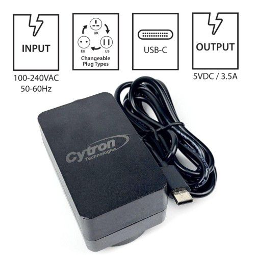 17.5W 5V 3.5A USB-C Power Adapter for Raspberry Pi - UK Plug