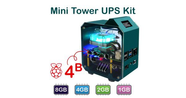 Mini Tower UPS Kit for Raspberry Pi 4 Model B and Kits
