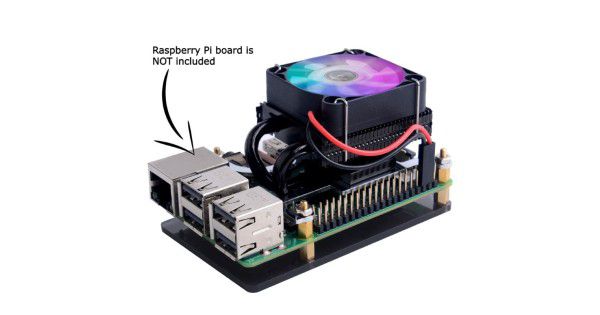 Low Profile ICE Tower Cooling Fan for RPi 4B - Black