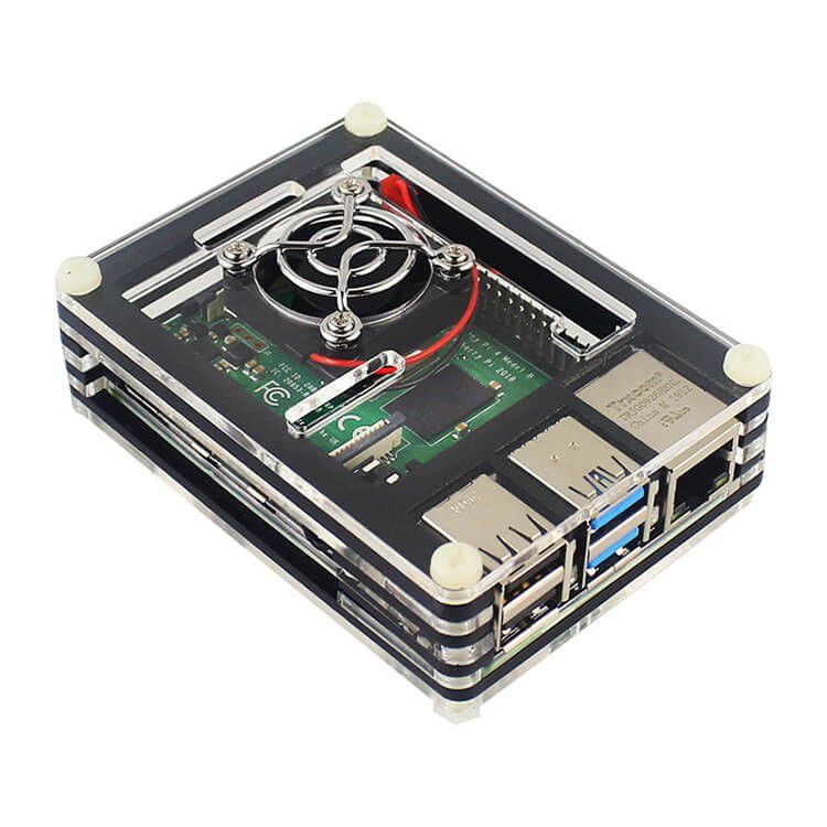 9 Layer Case for RPi 4 with Fan (Black)