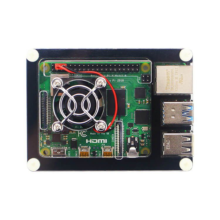 9 Layer Case for RPi 4 with Fan (Black)