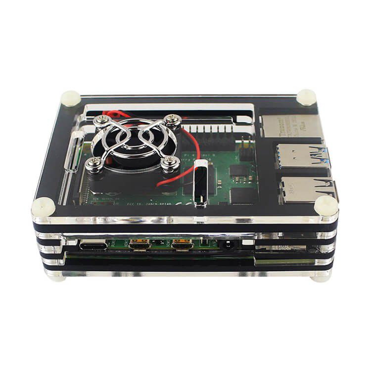 9 Layer Case for RPi 4 with Fan (Black)