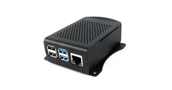 Aluminum RPi4 Case with FAN and Bracket - Black