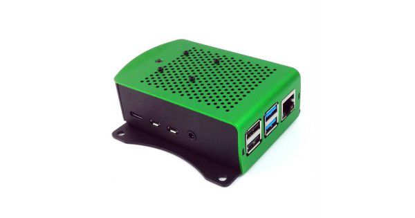 Aluminum RPi4 Case with FAN and Bracket - Green