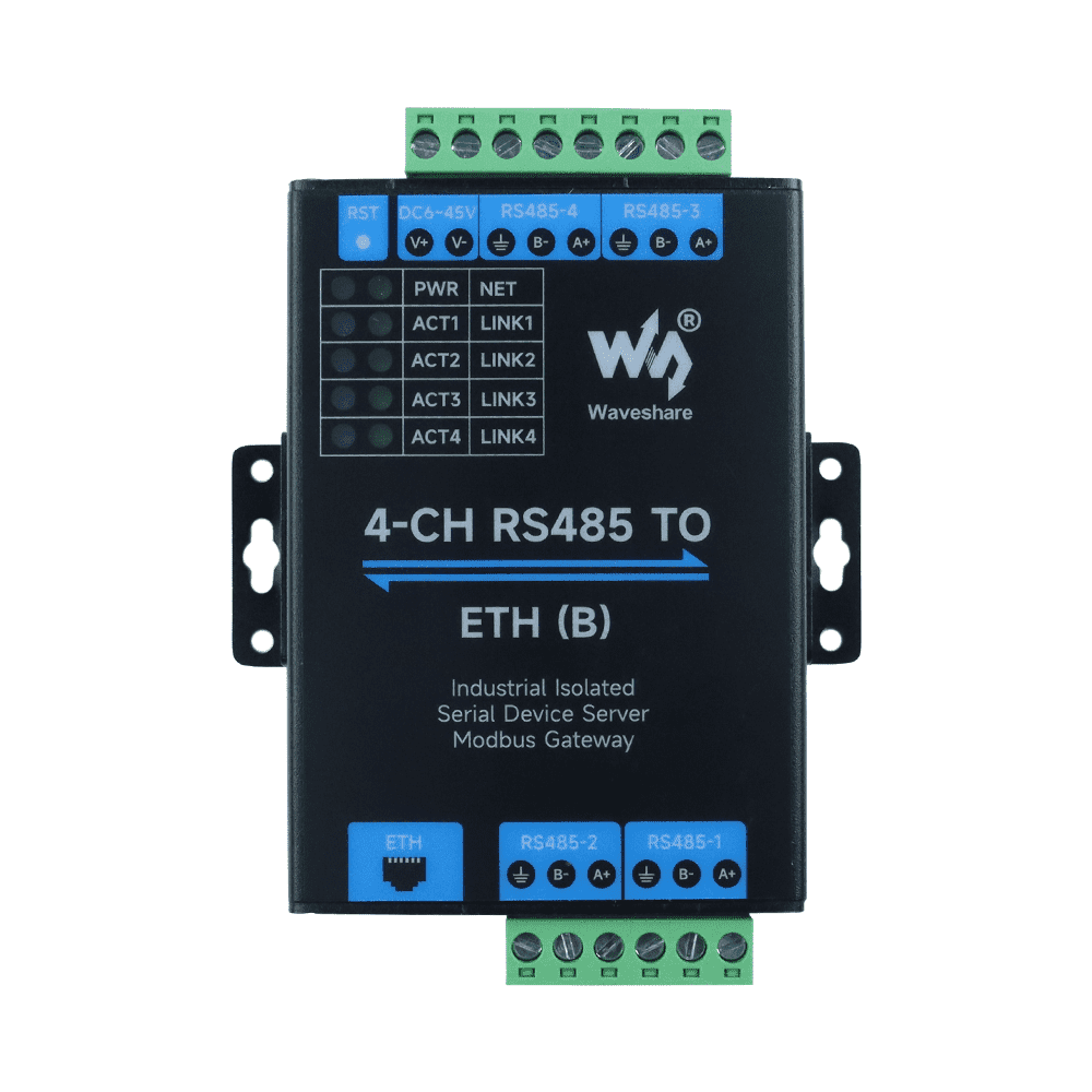RJ45 Ethernet to 4xRS485 Serial Server Gateway