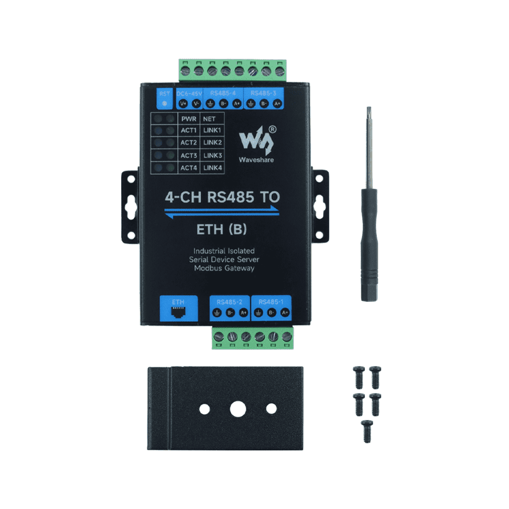 RJ45 Ethernet to 4xRS485 Serial Server Gateway