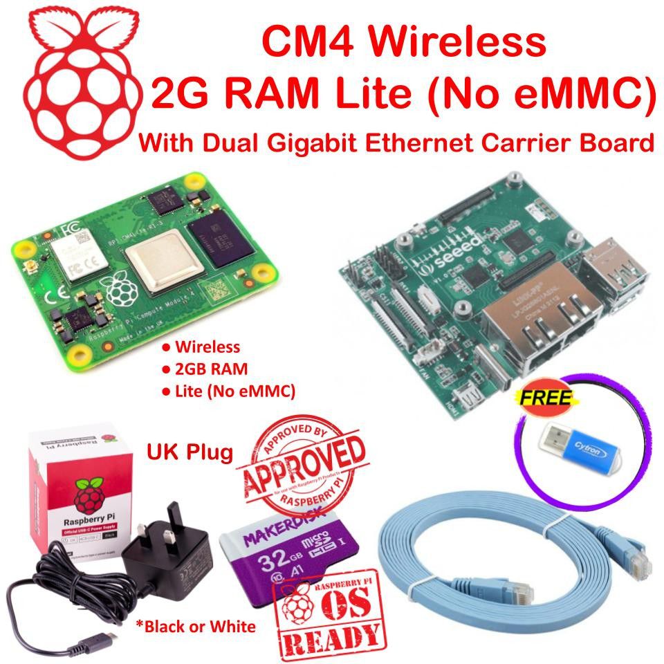 Raspberry Pi Compute Module 4 Dual Gigabit Ethernet Carrier Board and Kits