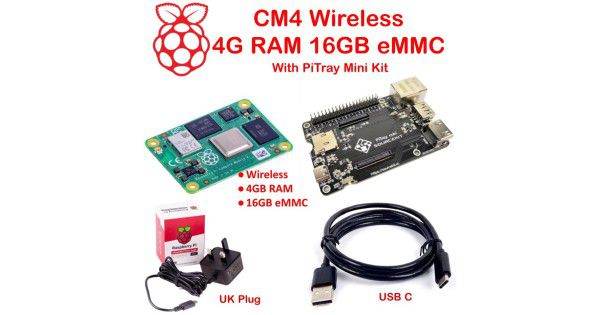 Raspberry Pi Cm4 Wireless 4g Ram 16g Emmc With Pitray Mini Kit 