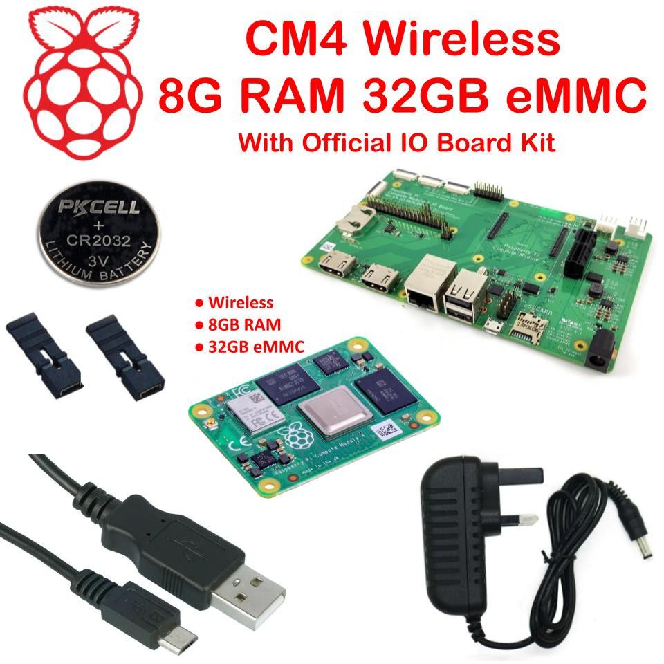 RPi CM4 Wireless 8G RAM 32G eMMC with Official IO Board Kit