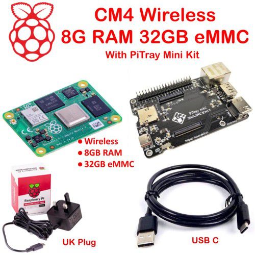 Raspberry Pi Cm4 Wireless 8g Ram 32g Emmc With Pitray Mini Kit 