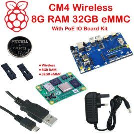 RPi CM4 Wireless 8G RAM 32G eMMC with PoE IO Board Kit
