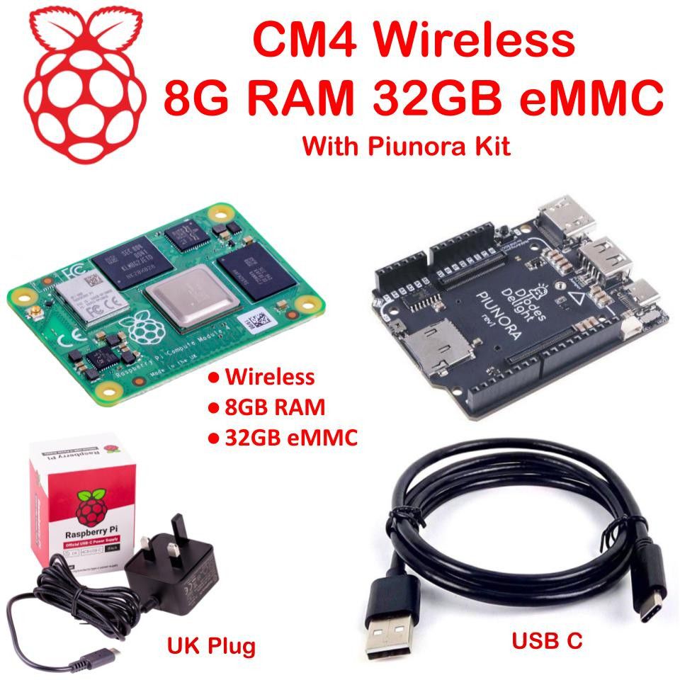 Raspberry Pi CM4 Wireless 8G RAM 32G eMMC with Piunora Kit