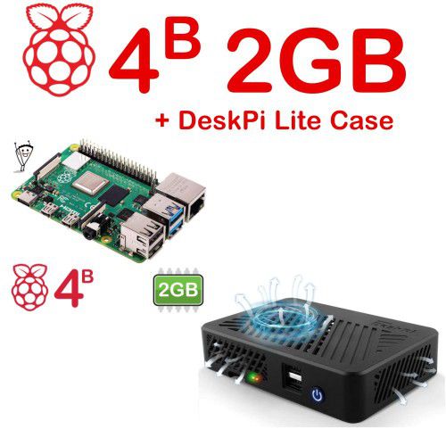 Raspberry Pi 4 Model B 2GB with DeskPi Lite Case Kit