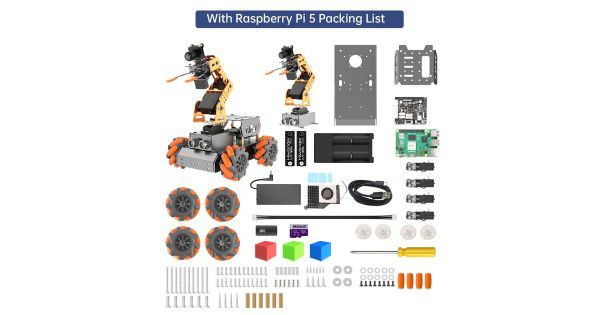 MasterPi AI Vision Robot Arm with Mecanum Wheels Car with RPI5 (16GB RAM)