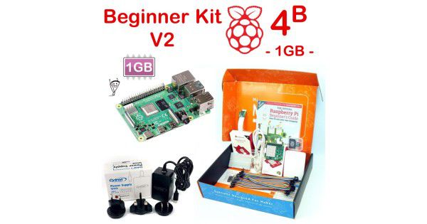 Raspberry Pi 4 Model B 1GB Beginner Kit V2 - Universal PSU