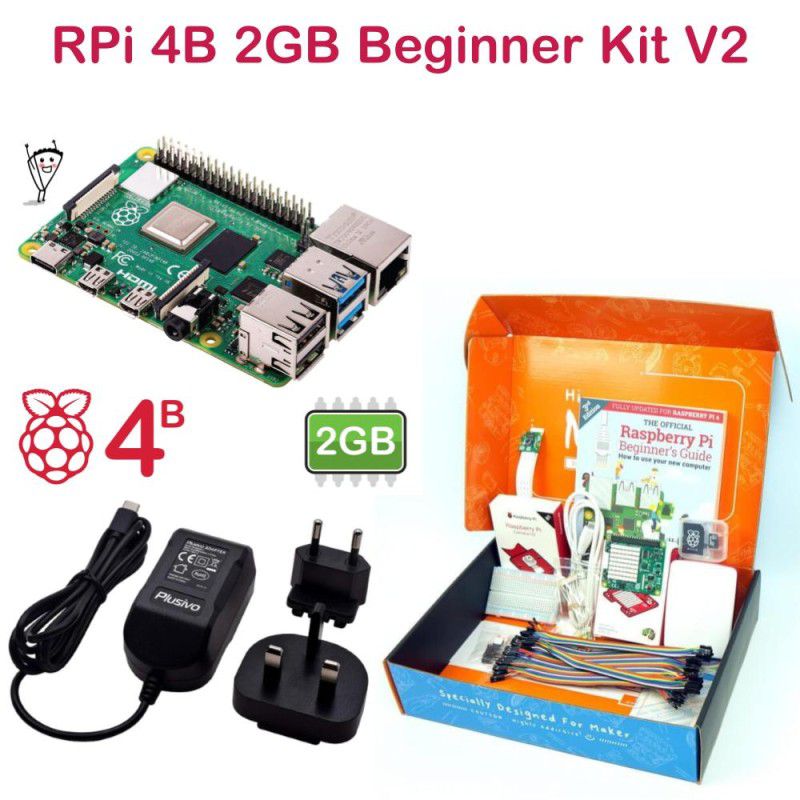Raspberry Pi 4B 2GB Beginner Kit V2-UK EU Plug