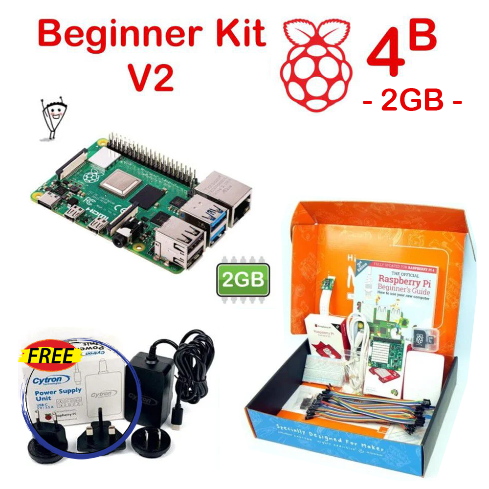 Raspberry Pi 4 Model B Beginner Kit V2-UK Plug