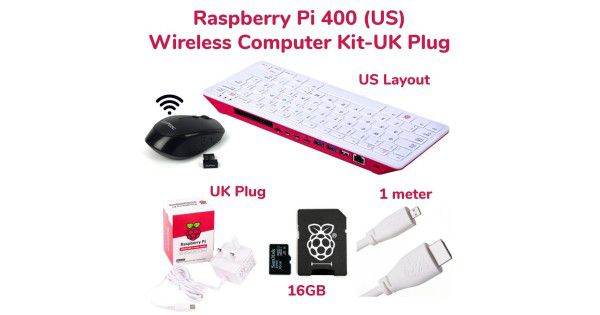 RPi 400 Wireless Computer Kit-US Layout & UK Power Plug