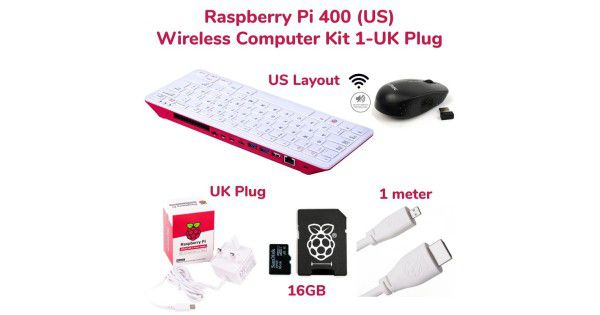 RPi 400 Wireless Computer Kit 1-US Layout & UK Power Plug