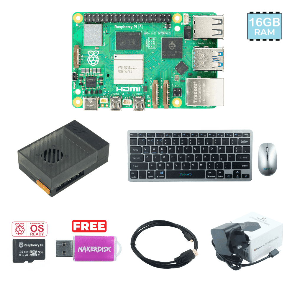Wireless Computer Kit for Raspberry Pi 5 - UK Plug