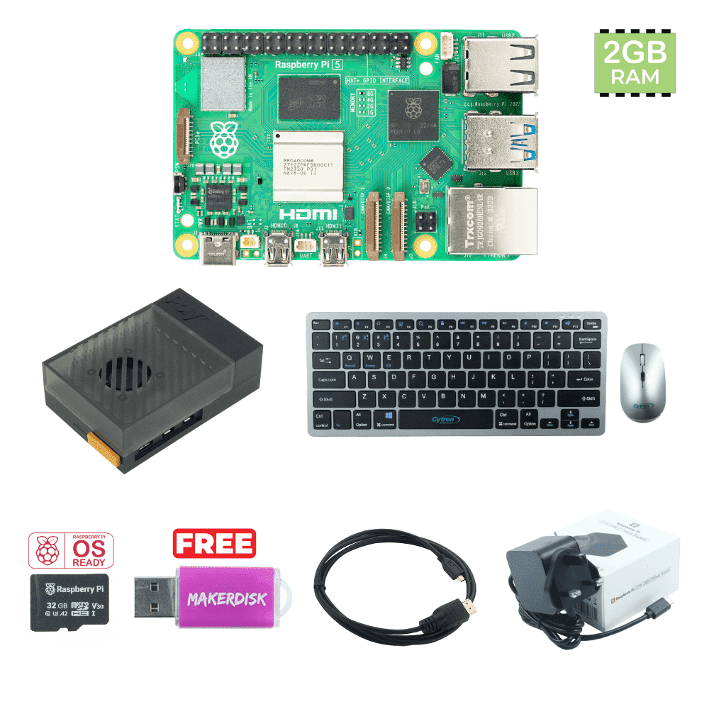 Wireless Computer Kit for Raspberry Pi 5 - UK Plug