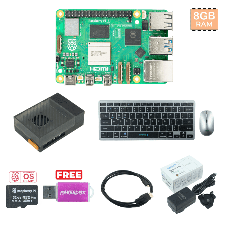 Wireless Computer Kit for Raspberry Pi 5 - UK Plug