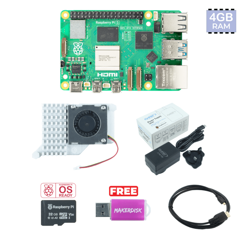 Essential Kit with Raspberry Pi 5 - 8GB RAM (UK Plug)