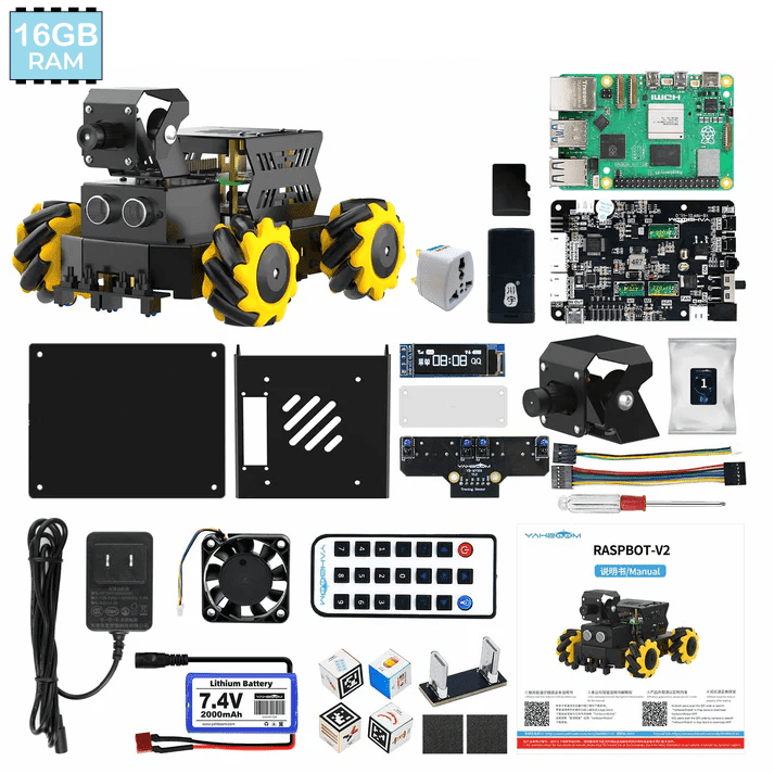 Raspbot V2 AI Vision Robot Car (with Raspberry Pi 5 16GB)