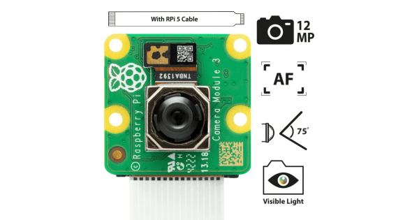 Raspberry Pi Camera Module 3 (75°) with 30cm RPi 5 CSI Cable