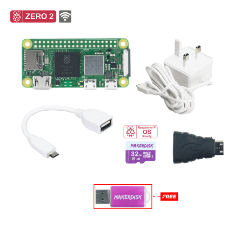 Raspberry Pi Zero 2 W Basic Kit with UK PSU