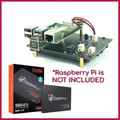 120GB 2.5" SSD & USB3.0 SATA Shield for RPi4-w/o RPi