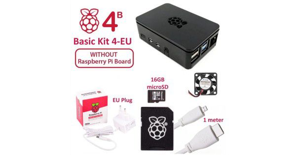 RPi 4B Basic Kit 4-EU Plug (w/o Raspberry Pi)