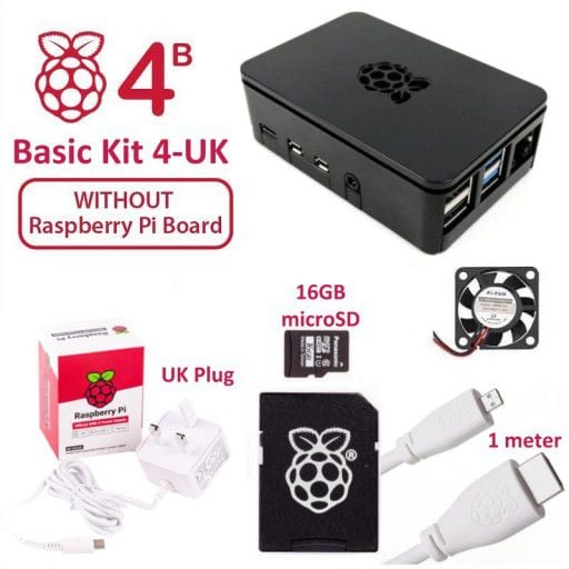 RPi 4B Basic Kit 4-UK Plug (w/o Raspberry Pi)