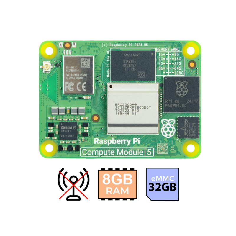 Raspberry Pi CM5 without Wireless - Pick RAM and eMMC