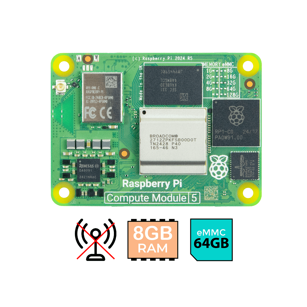 Raspberry Pi CM5 without Wireless - Pick RAM and eMMC