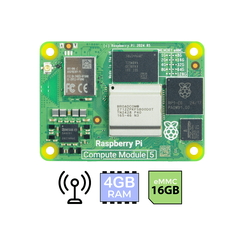 Raspberry Pi Compute Module 5 Wireless Chọn Ram Và Emmc