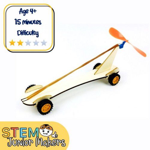 DIY Wooden Rubber Driven Fan Car STEM Kit