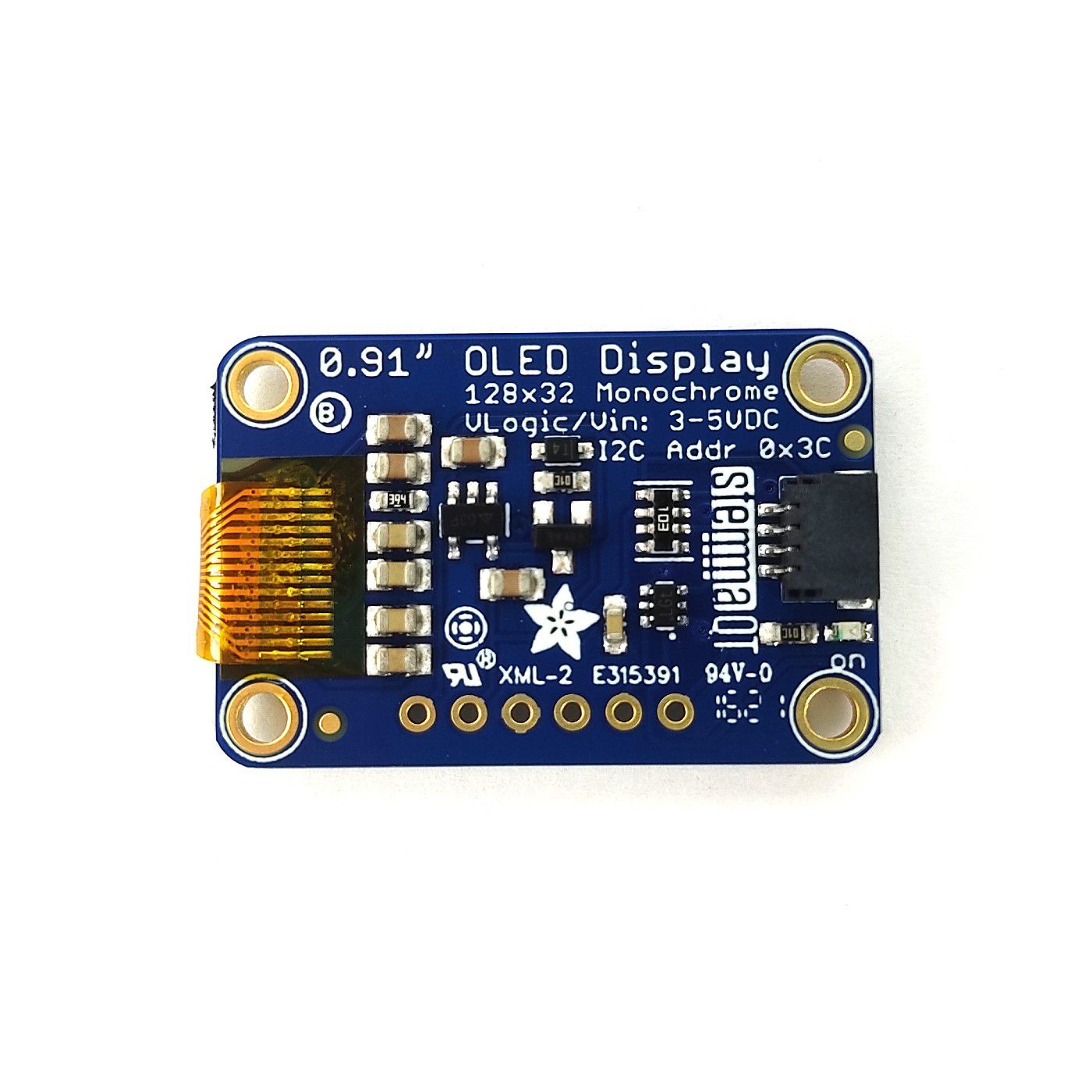 Monochrome 0 91 128x32 I2c Oled Display Stemma Qt Qwiic