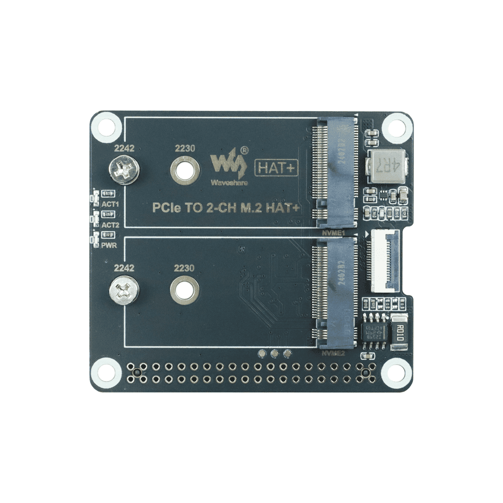 PCIe to 2-CH M.2 HAT for Raspberry Pi 5