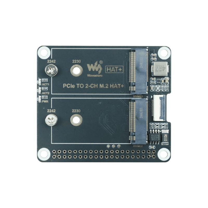PCIe to 2-CH M.2 HAT for Raspberry Pi 5