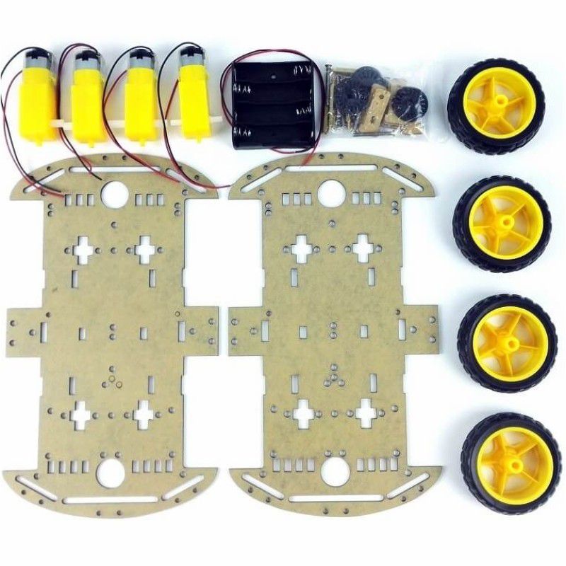 4 Wheels Robot Base with 2 Black Acrylic