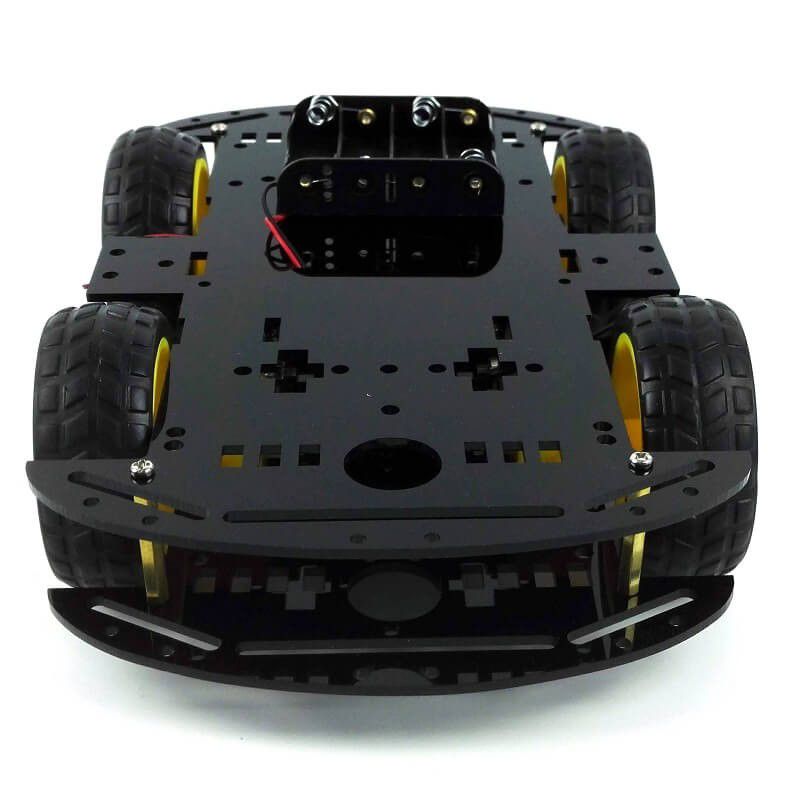 4 Wheels Robot Base with 2 Black Acrylic