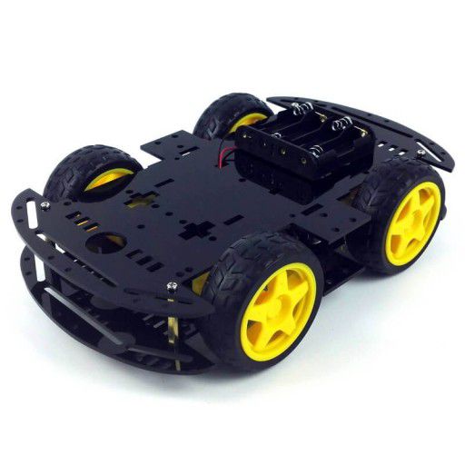 4 Wheels Robot Base with 2 Black Acrylic