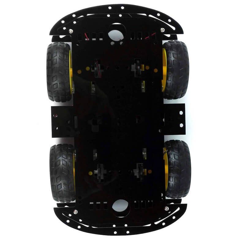 4 Wheels Robot Base with 2 Black Acrylic