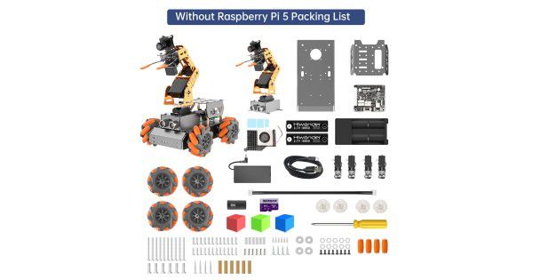 MasterPi AI Vision Robot Arm with Mecanum Wheels Car without RPI5