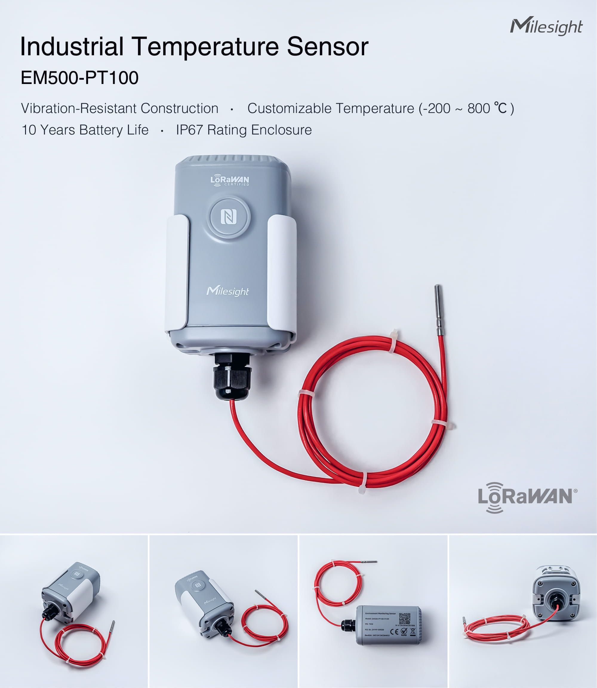 EM500-PT100 LoRaWAN Industrial Temperature Sensor