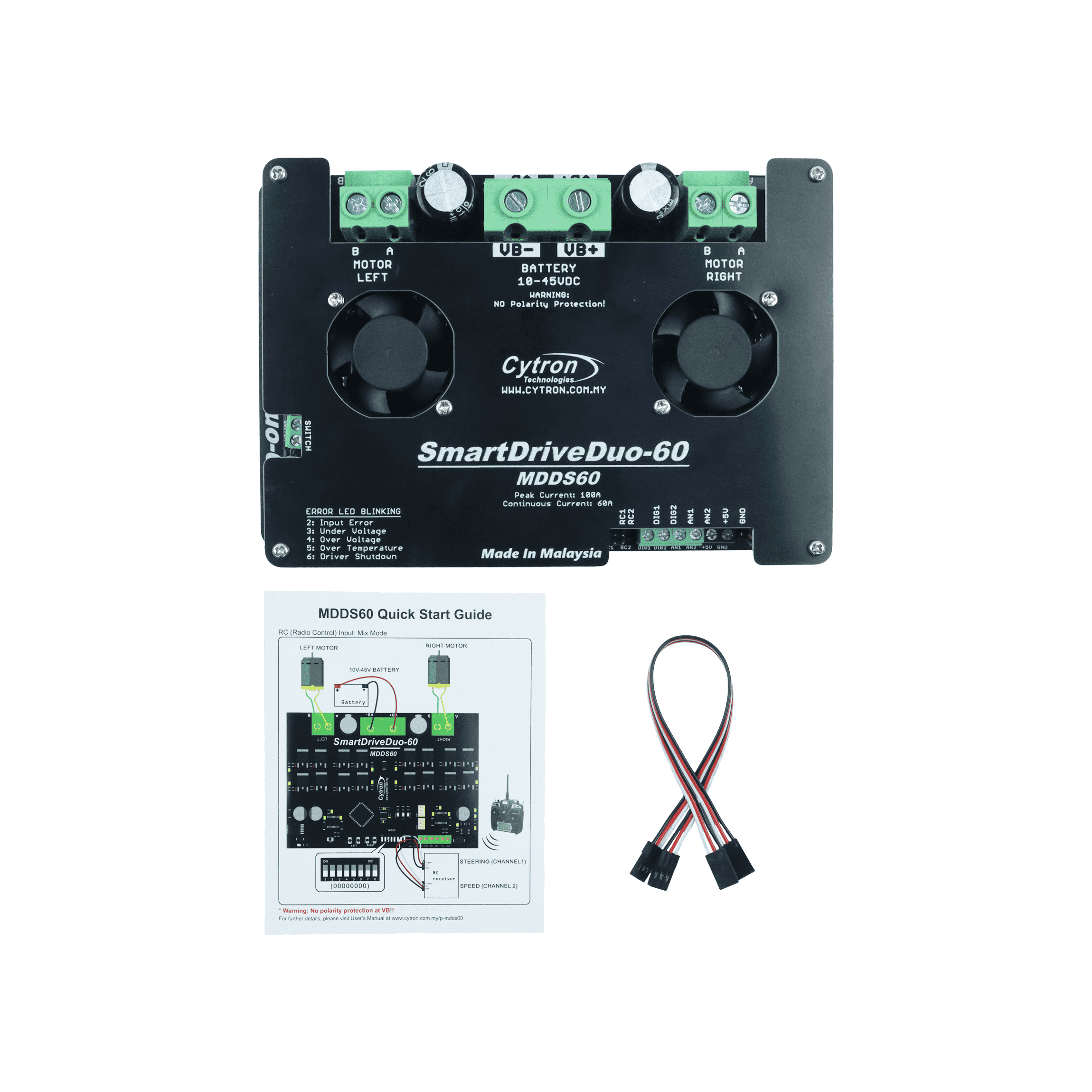 60Amp 7V-45V SmartDrive DC Motor Driver (2 Channels)