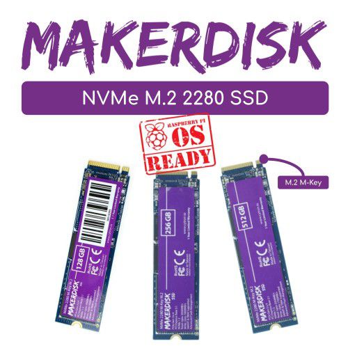 NVMe 2280 M-Key MakerDisk SSD (Raspberry Pi OS Ready)