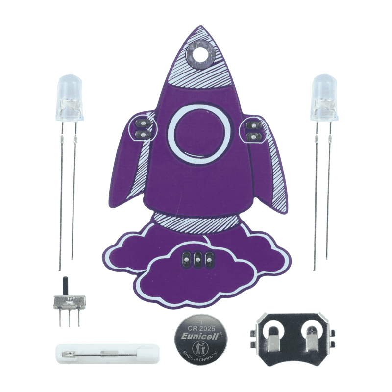 Rocket PCB Badge with LED & Pin